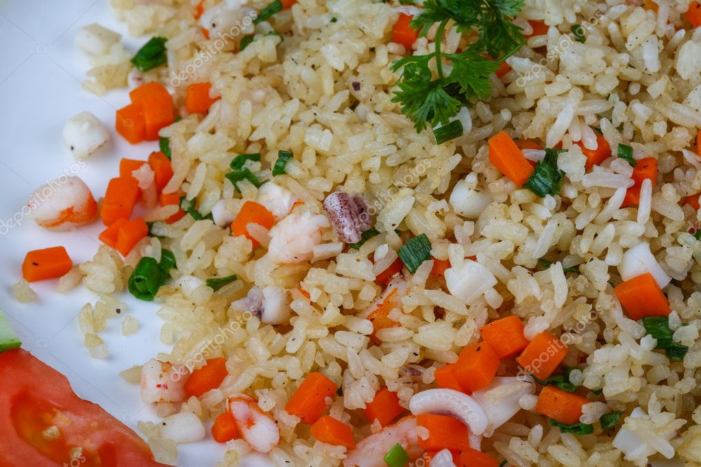 Fried rice with seafood Stock Photo by ©AndreySt 90492050