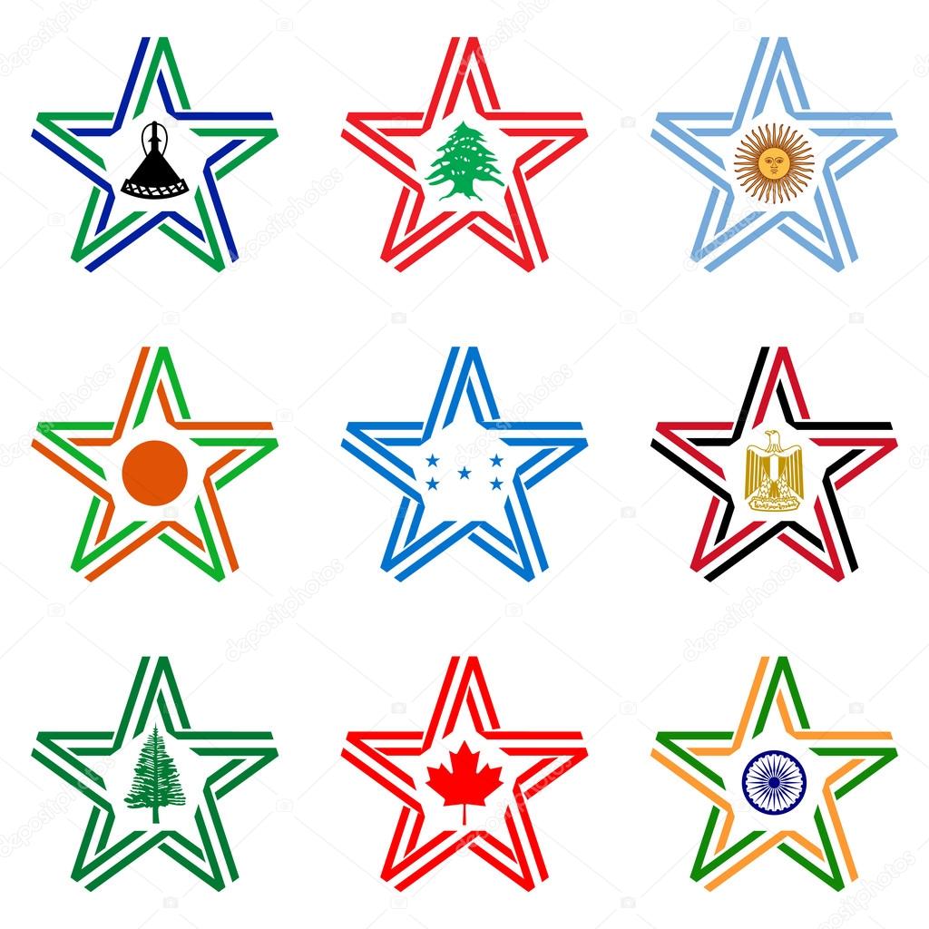 Set of stars with countries Stock Vector by ©thebackground 67983045
