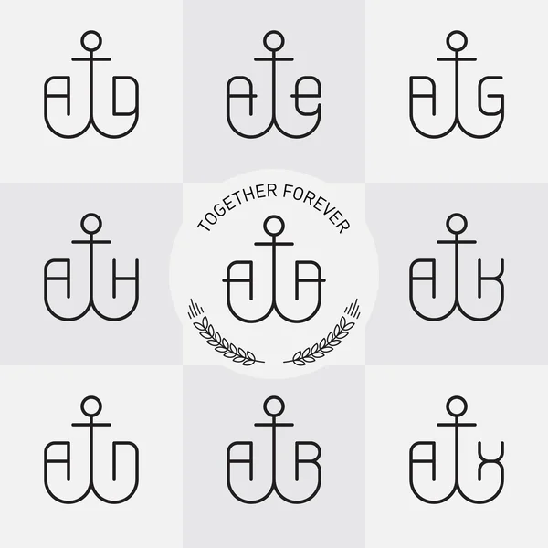 Ancla y letras imágenes de stock de arte vectorial | Depositphotos