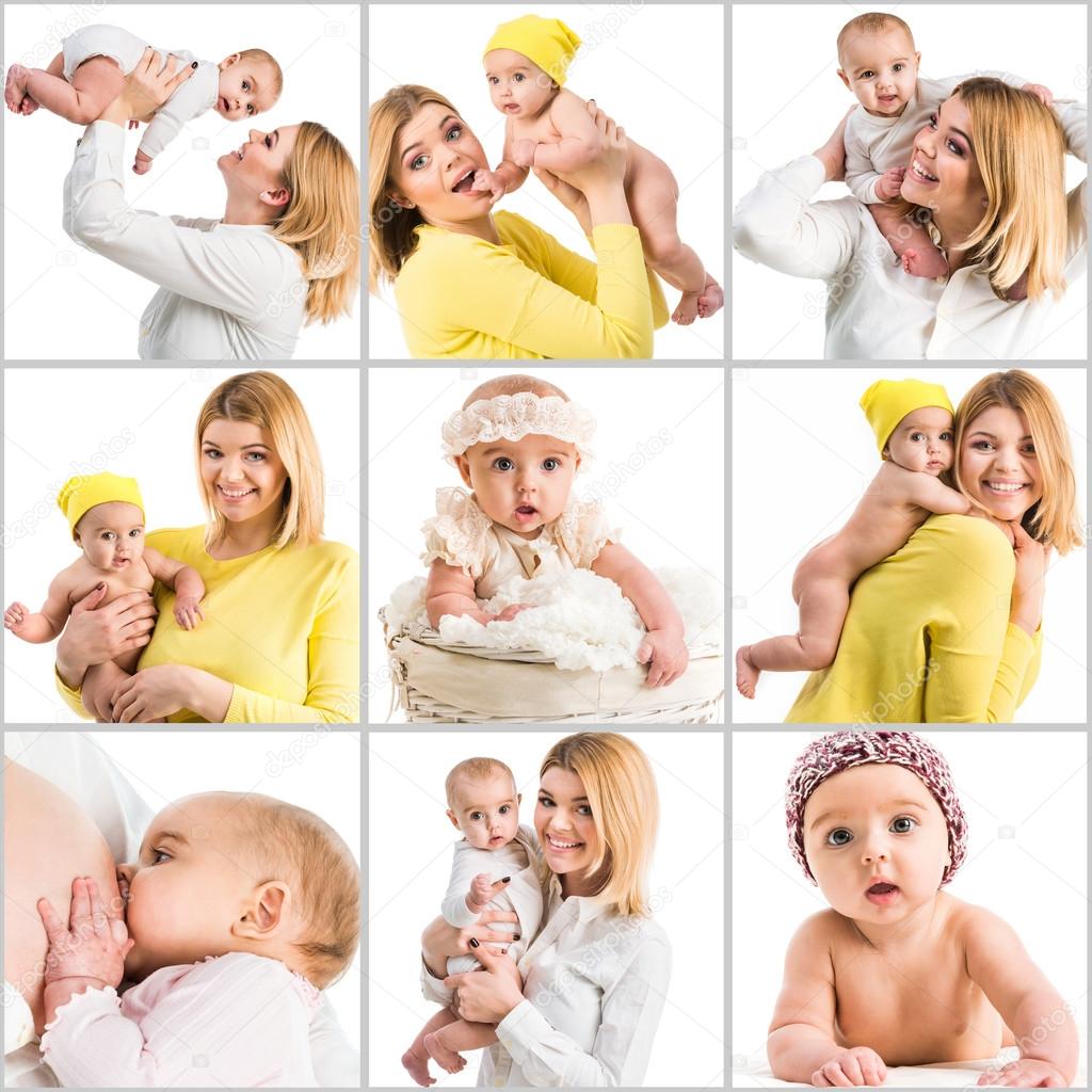 Collage mother with baby — Stock Photo © tan4ikk #70192325