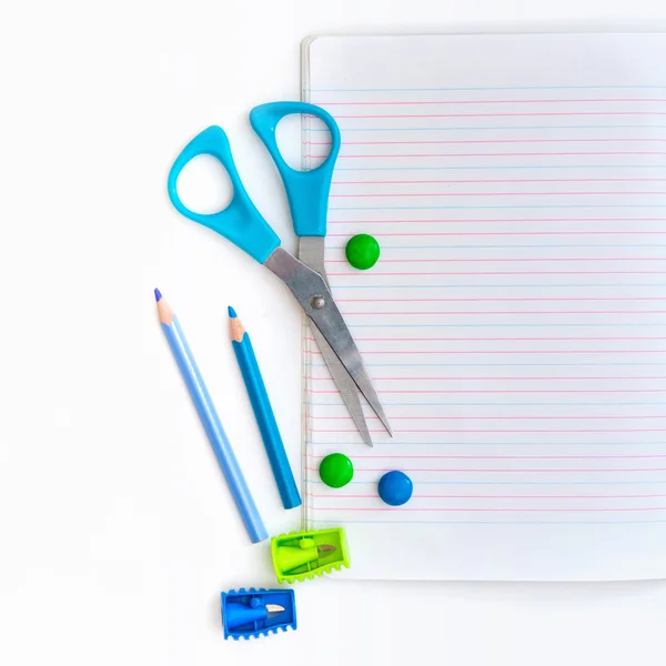 Group of school objects on a white background - Stock Image - Everypixel