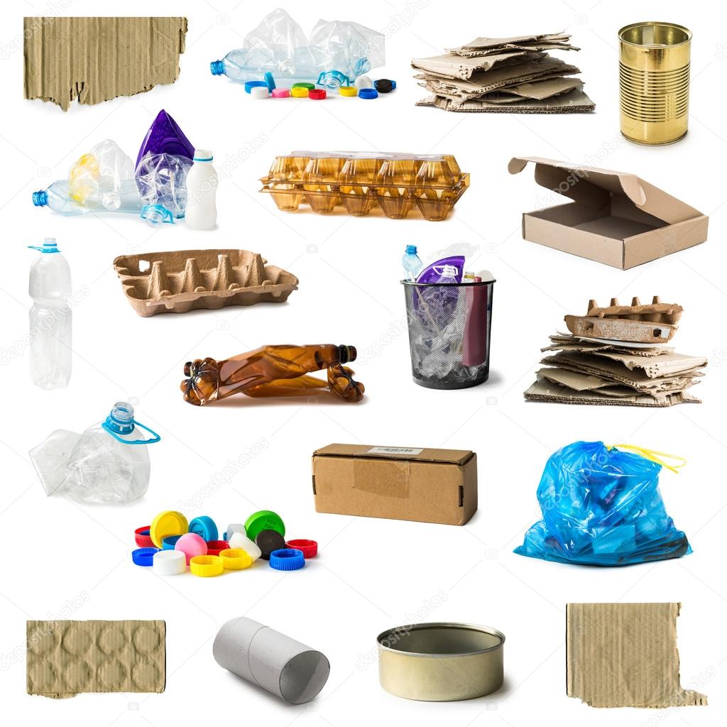 Collage of plastic and carton rubbish Stock Photo by ©tan4ikk 85773378