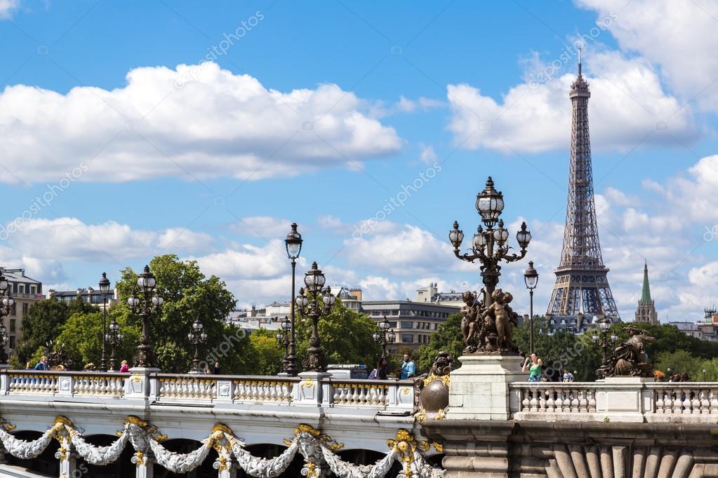 Eiffel Tower and bridge Alexandre III — Stock Photo © bloodua #63251185