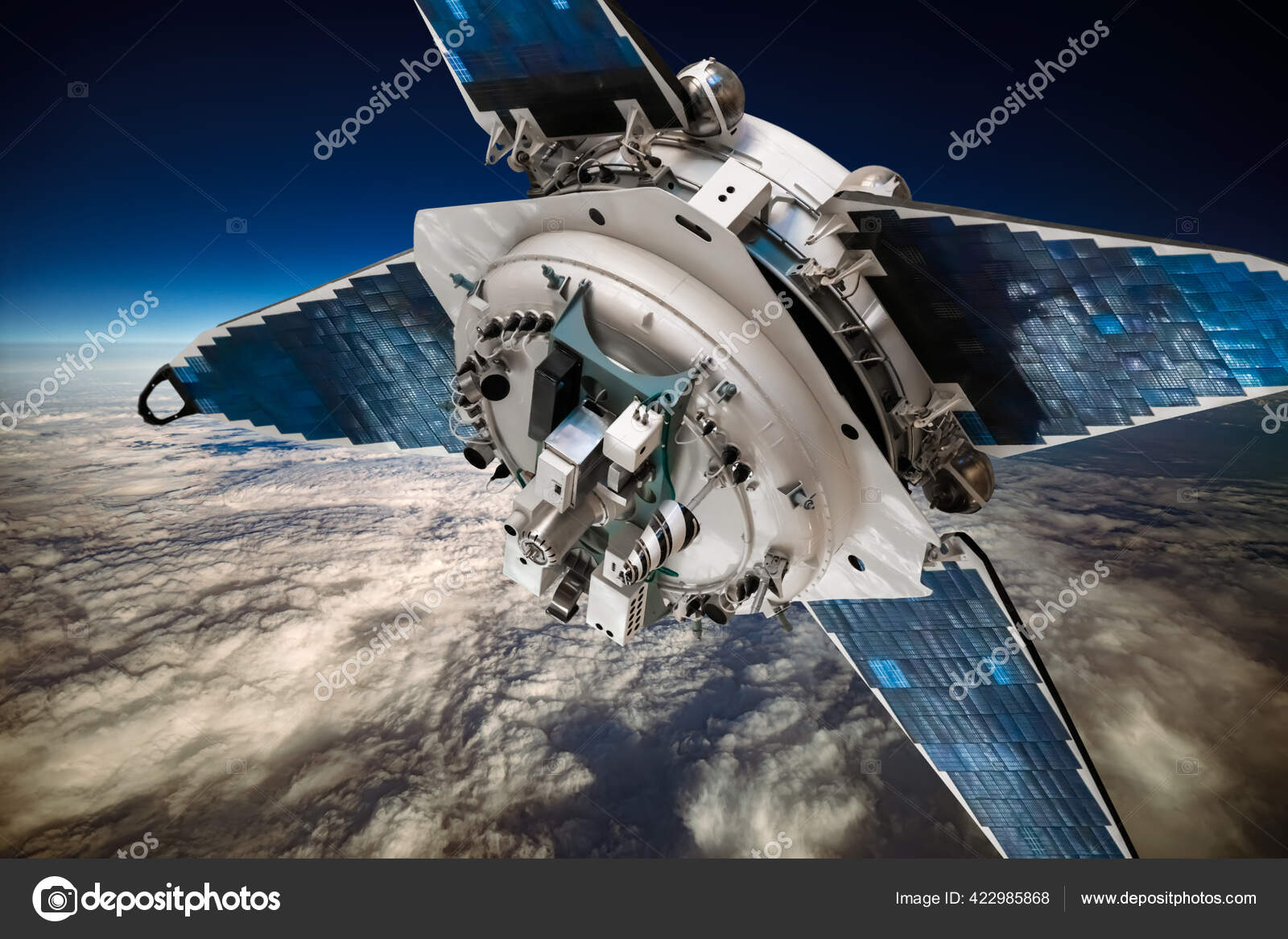 Space Satellite Orbiting Earth Elements Image Furnished Nasa Stock ...