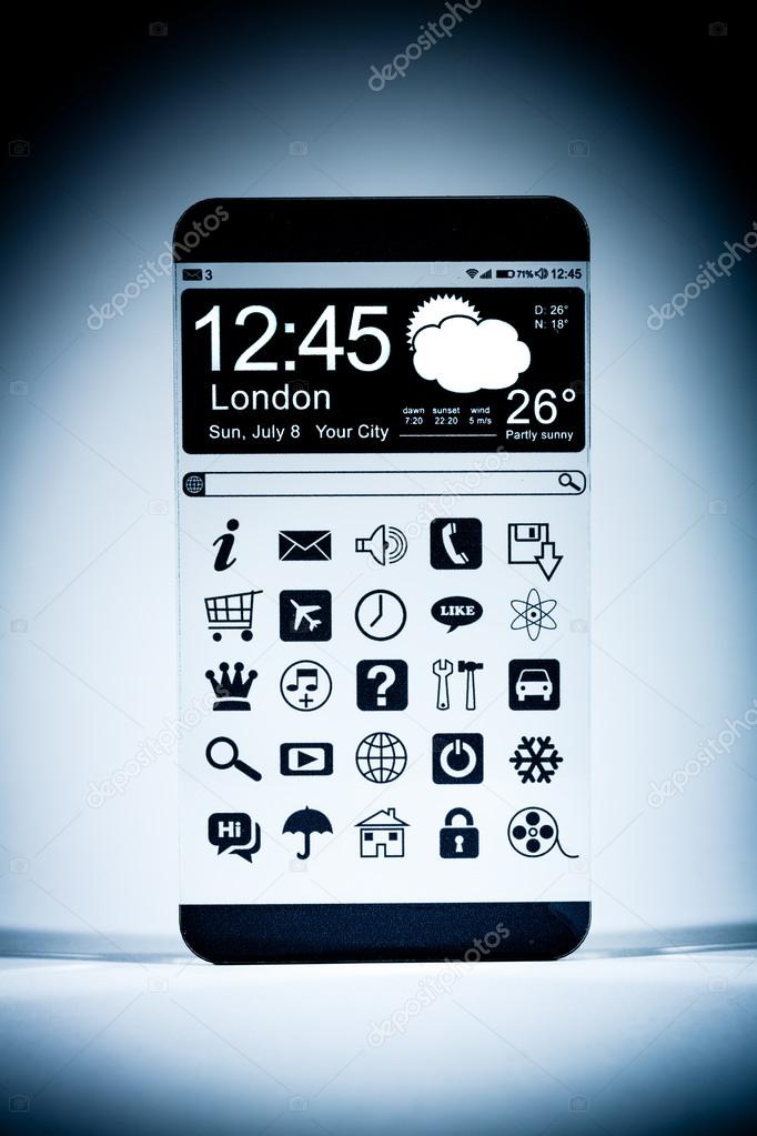 Smart phone with a transparent display. Stock Photo by ©cookelma 63666171