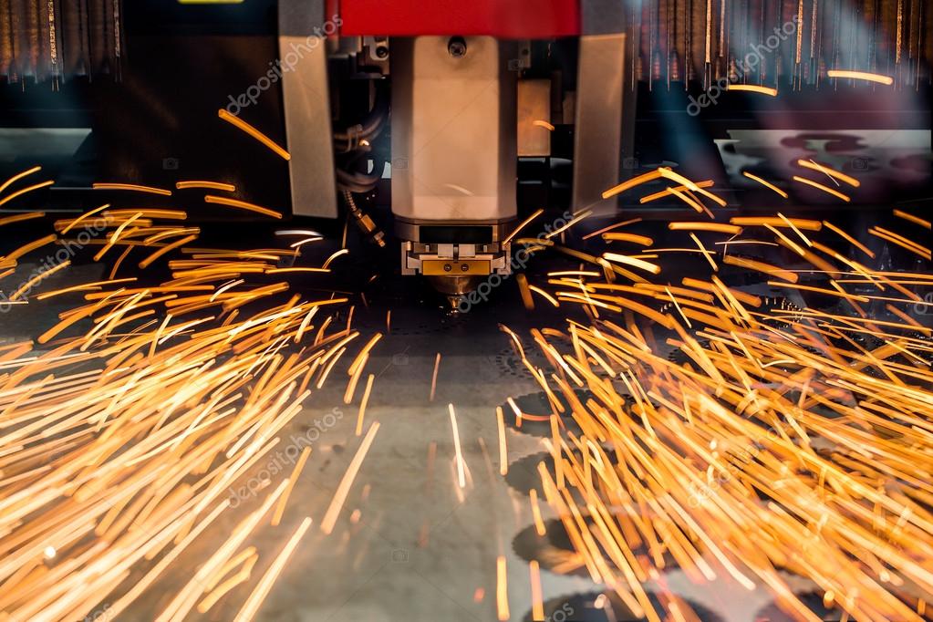 CNC Laser cutting of metal, modern industrial technology. — Stock Photo ...