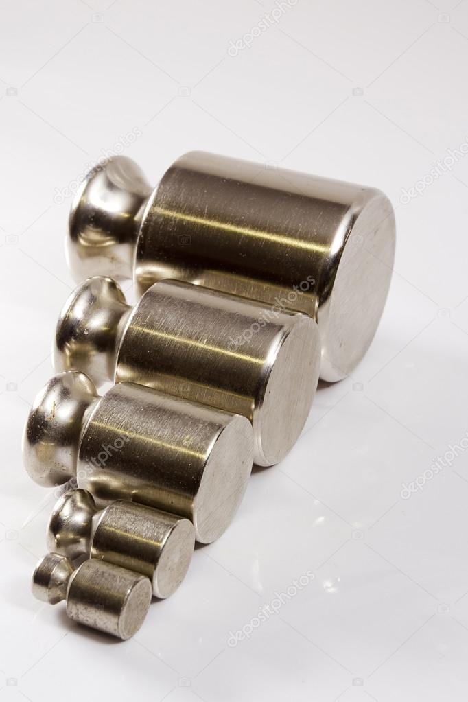 Set of precision weights for a balance scale — Stock Photo ...
