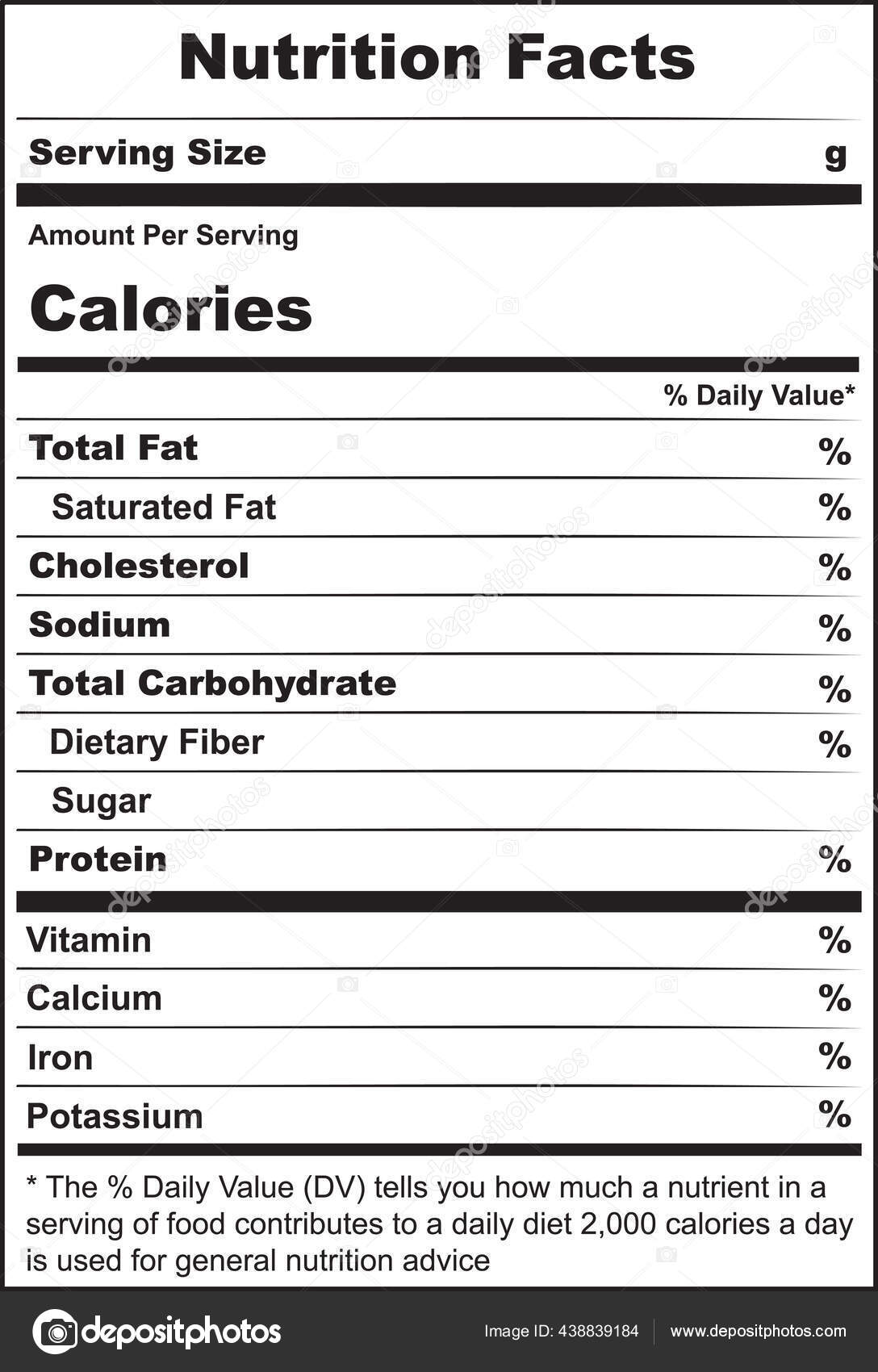 Basic Label Information Nutrition Cheese Stock Vector Image by ...