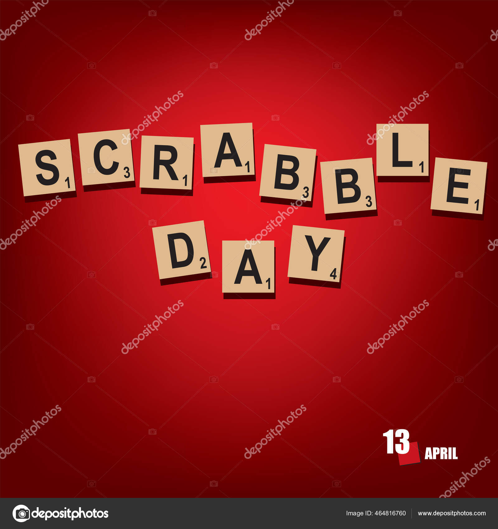 Calendar Event Celebrated April Scrabble Day Stock Vector Image By