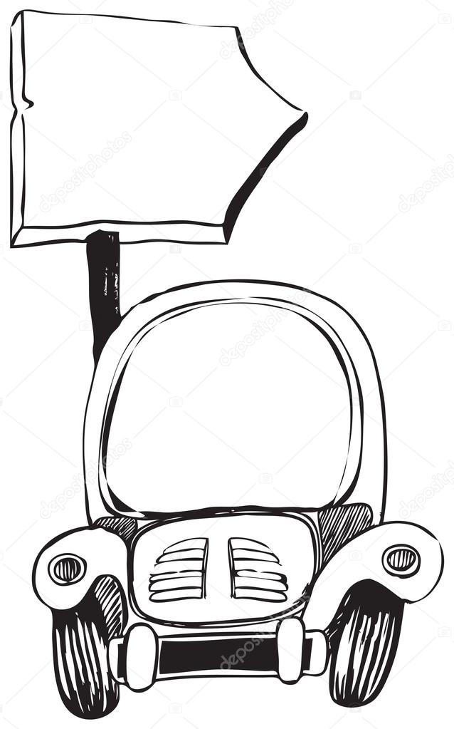 Cartoon car with a signpost Stock Vector by ©VIPDesignUSA 69226531