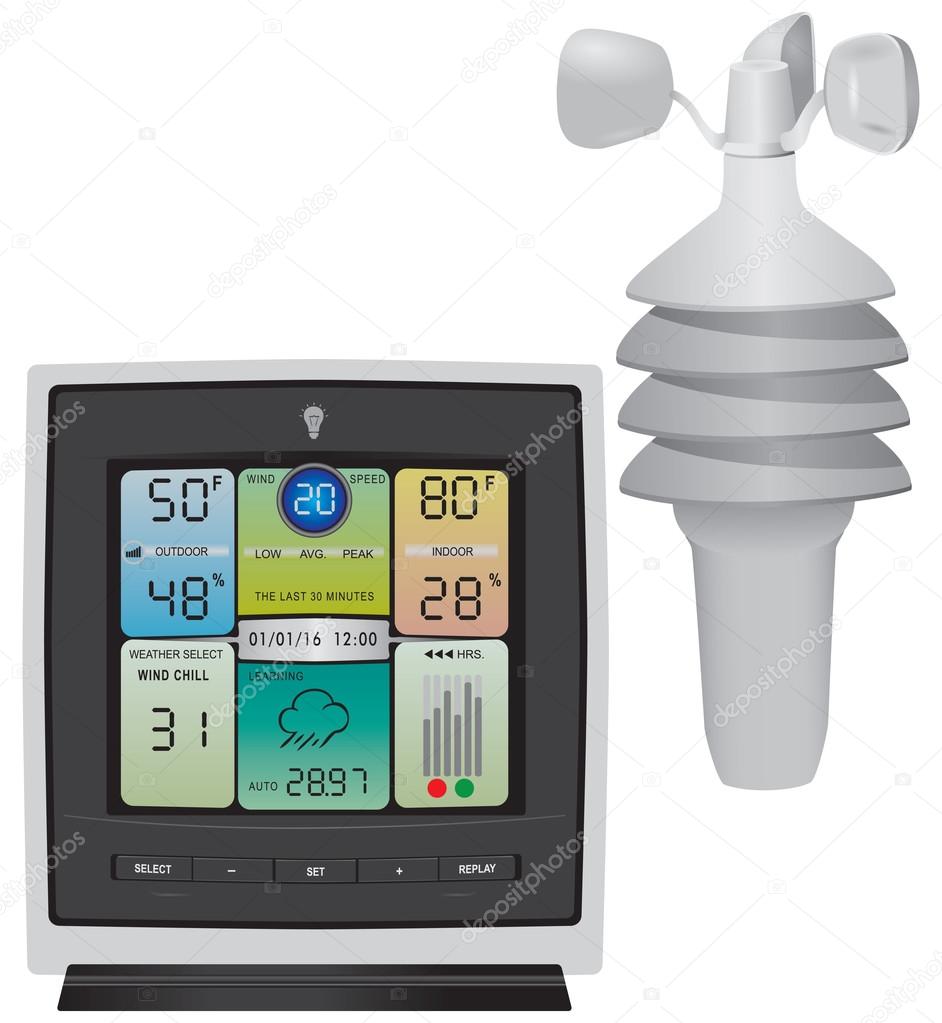 Color Weather Station with Wind Speed Stock Vector Image by ...