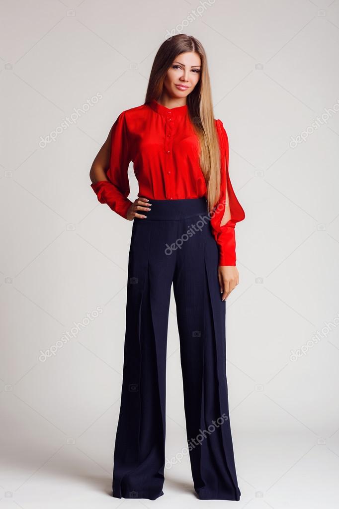 Portrait-style - professional model on a light background. Stock Photo ...