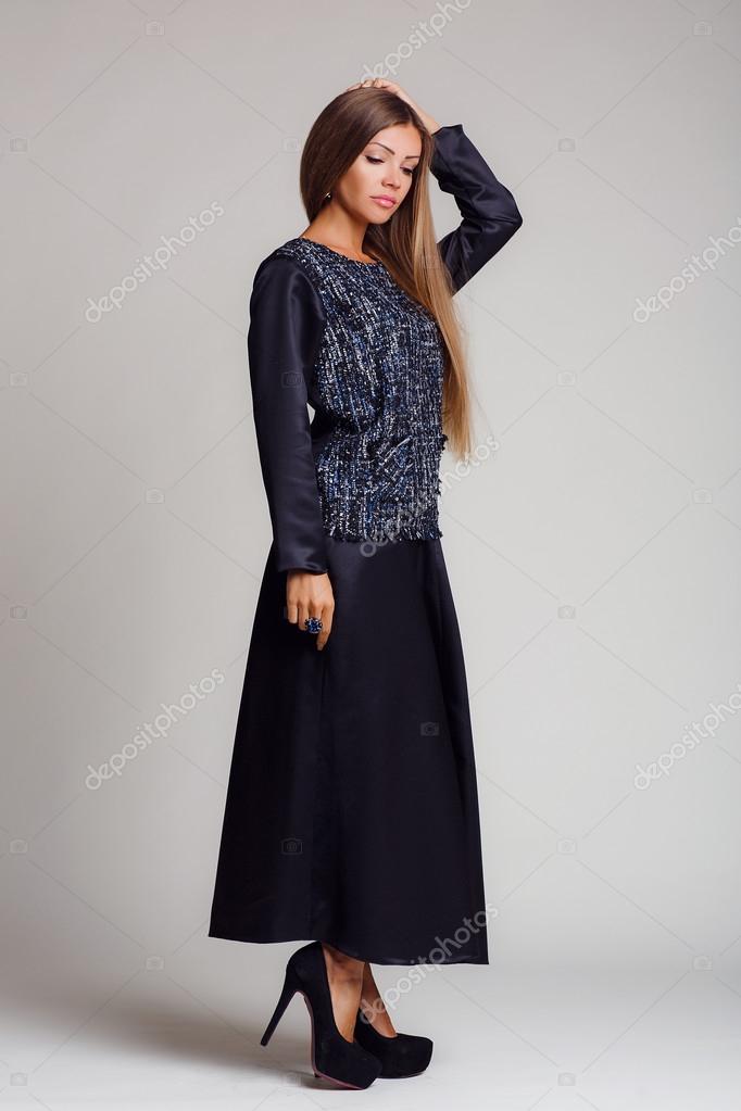 Portrait-style - professional model on a light background. Stock Photo ...