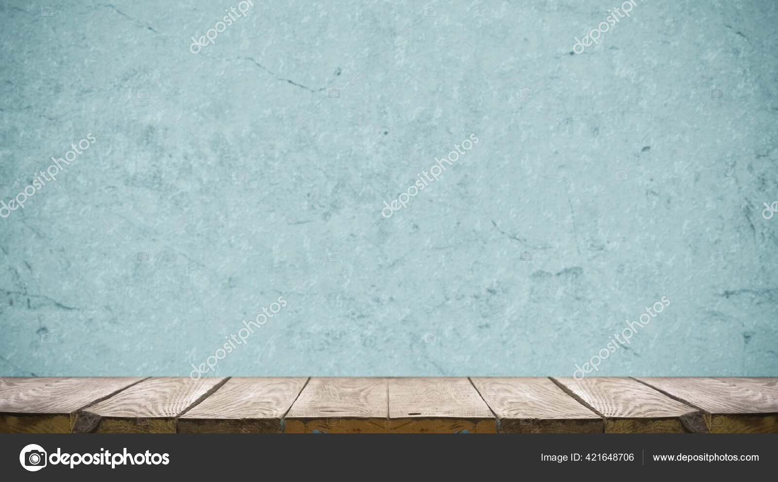 Studio Table Background Blue Wall — Stock Photo © avlntn #421648706