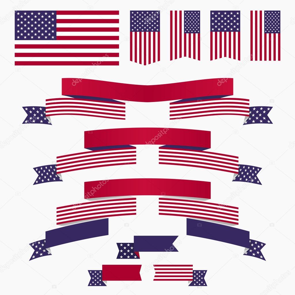 American Flag Ribbon Vector