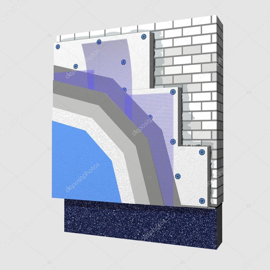 Polystyrene wall insulation 3d scheme Stock Photo by ©day908 100364238