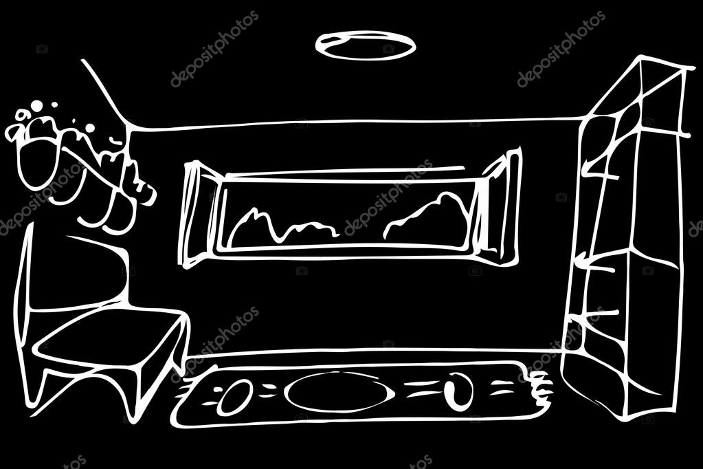 Vector sketch room sofa by the open window Stock Vector Image by ...