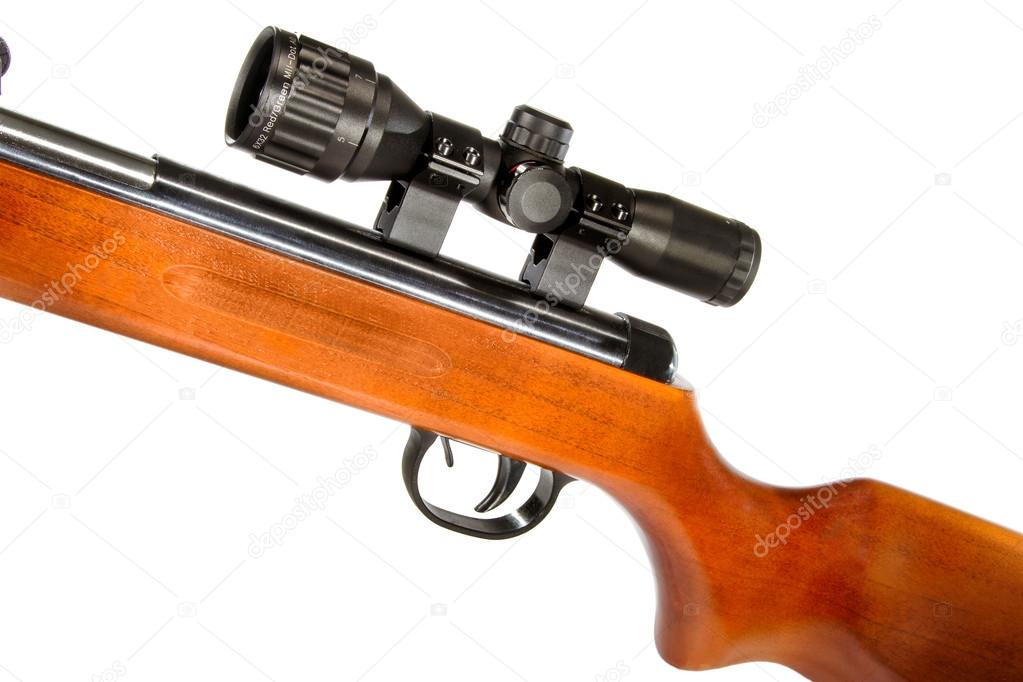 Air rifle with a telescopic sight and a wooden butt Stock Photo by ...