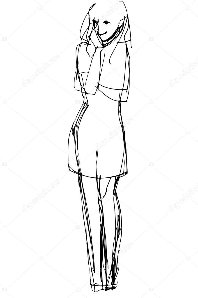 Croquis vectoriel d'une fille qui était timide Vecteur par ©Artex67 ...