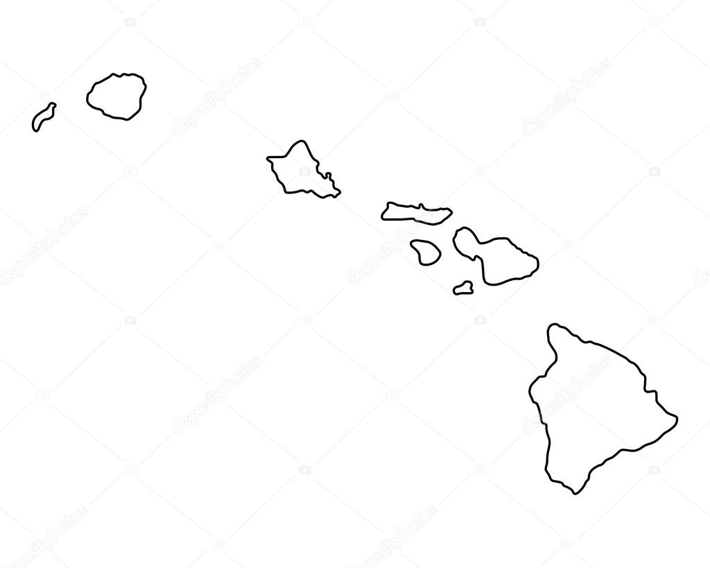 Template Of Blank Map Of Hawaii Hawaii Map Blank Black And White Stock