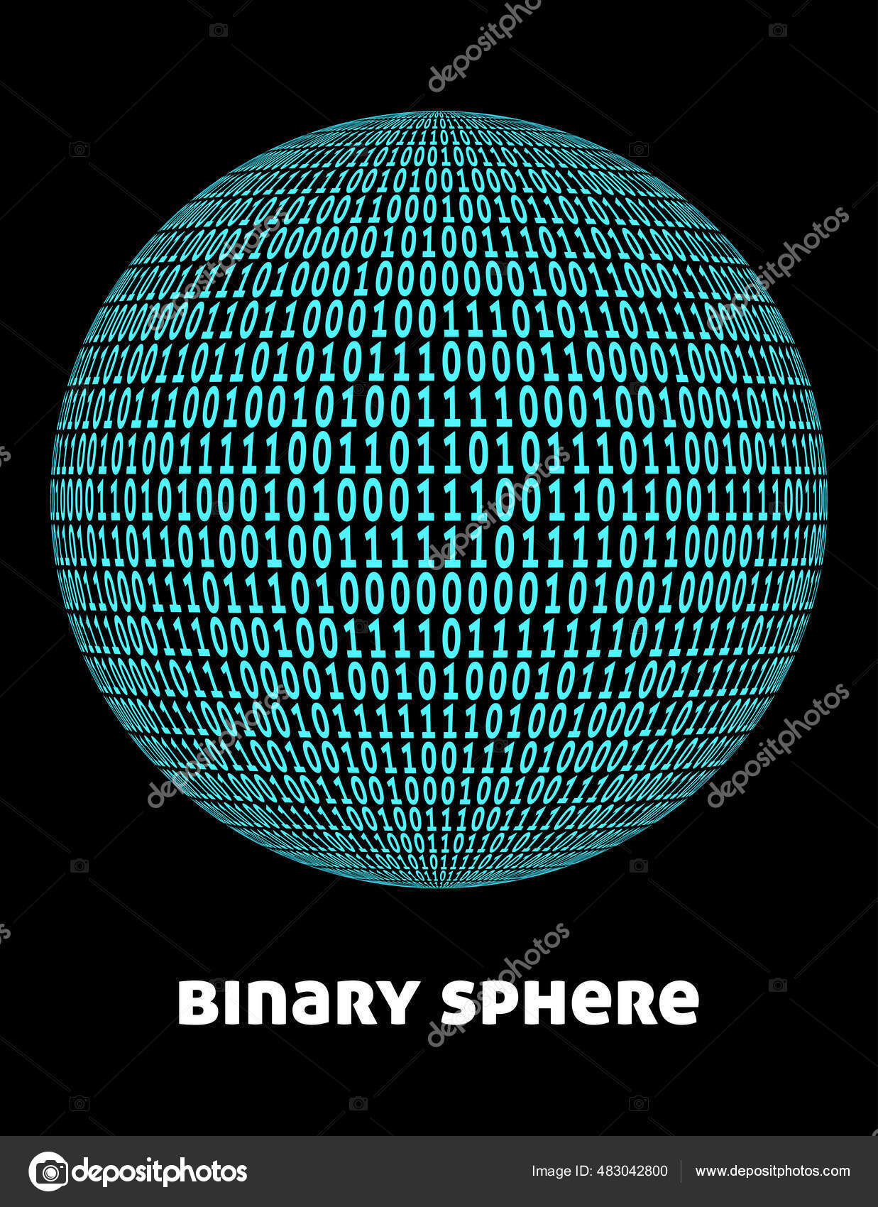 Binary Sphere Ball Textured Ones Zeros Black Background Vector Graphics Stock Vector by ©Trinity ...