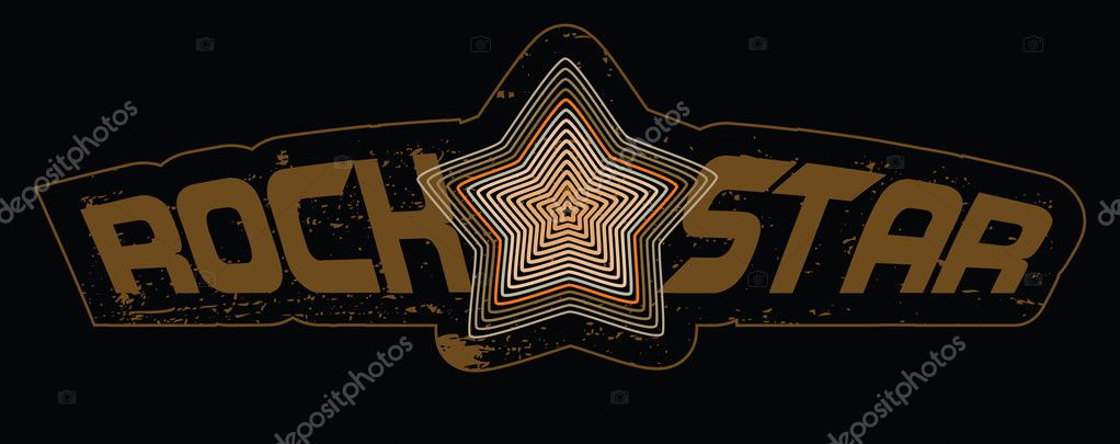 Star over an 'Rock Star' on a black background. Typography vecto Stock ...