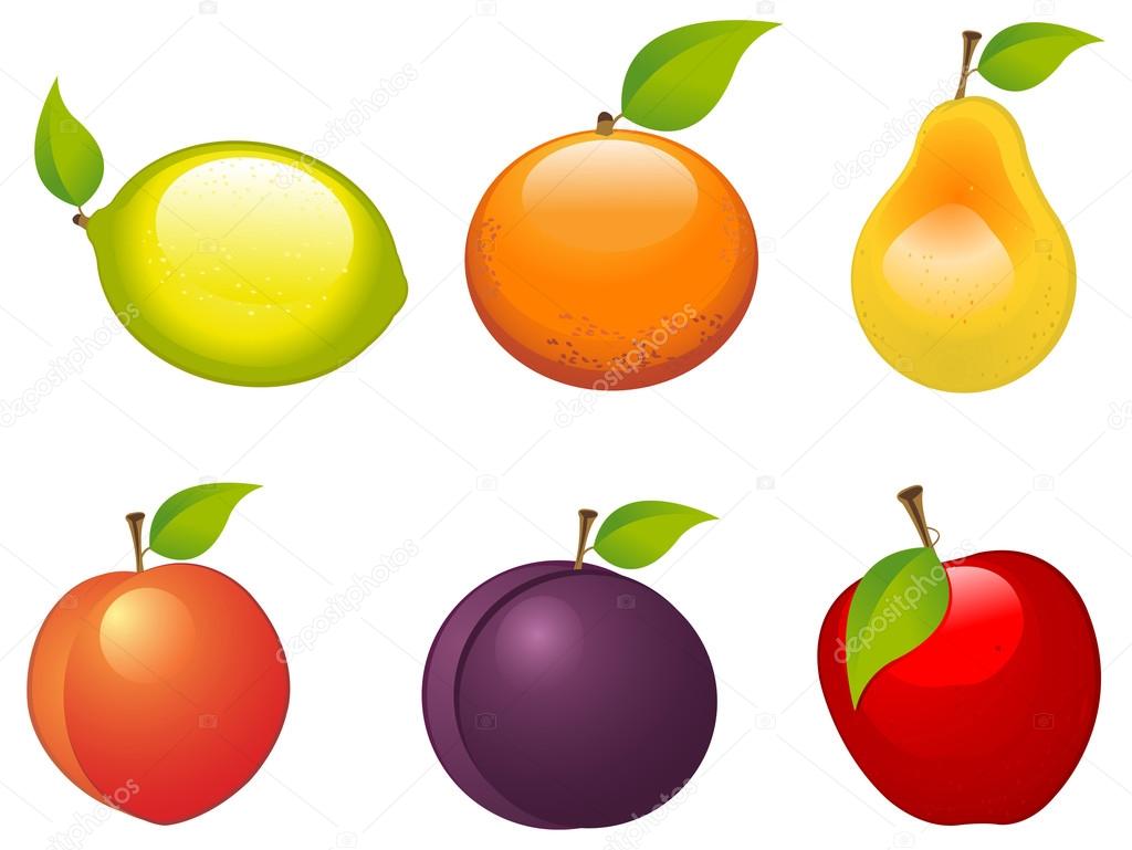 Six fruits Stock Vector Image by ©Dazdraperma #52944681