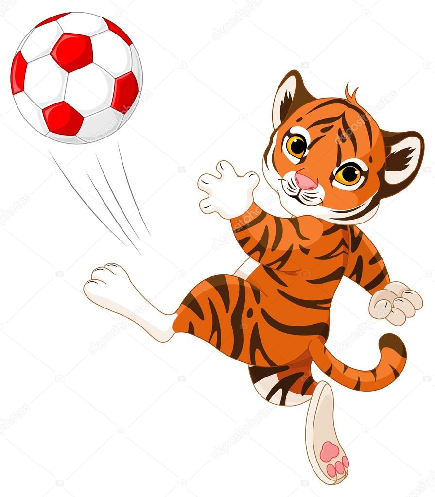 Tiger playing soccer Stock Illustration by ©Dazdraperma #80130656