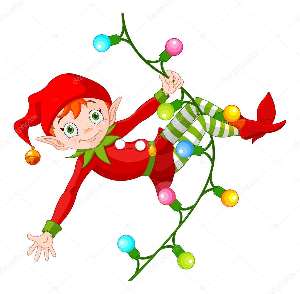 Elf swinging on a garland Stock Vector by ©Dazdraperma 94061930