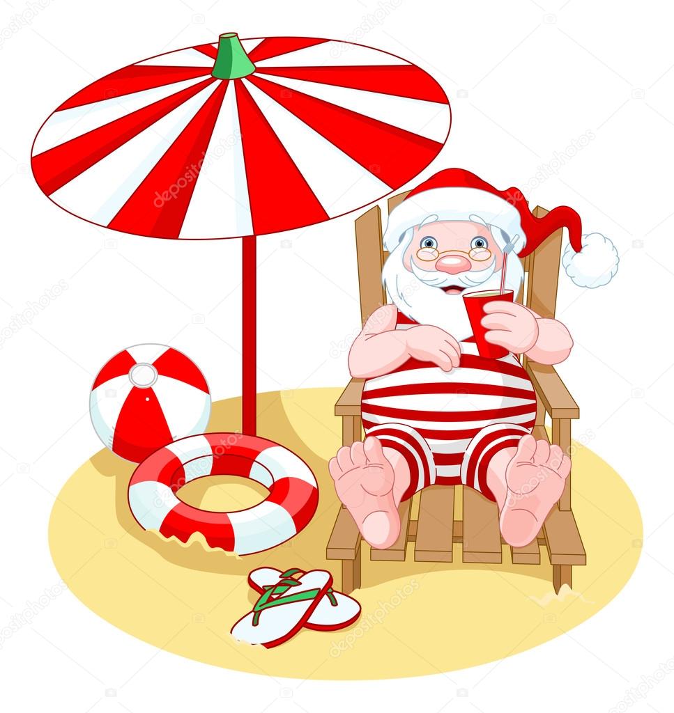 Santa Claus en la playa Vector de stock por ©Dazdraperma 94062044