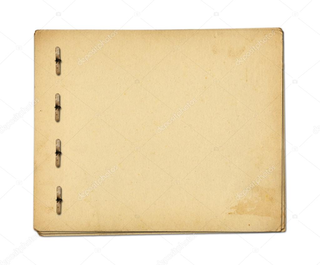 Set of old archival papers and vintage postcard isolated on whit Stock ...