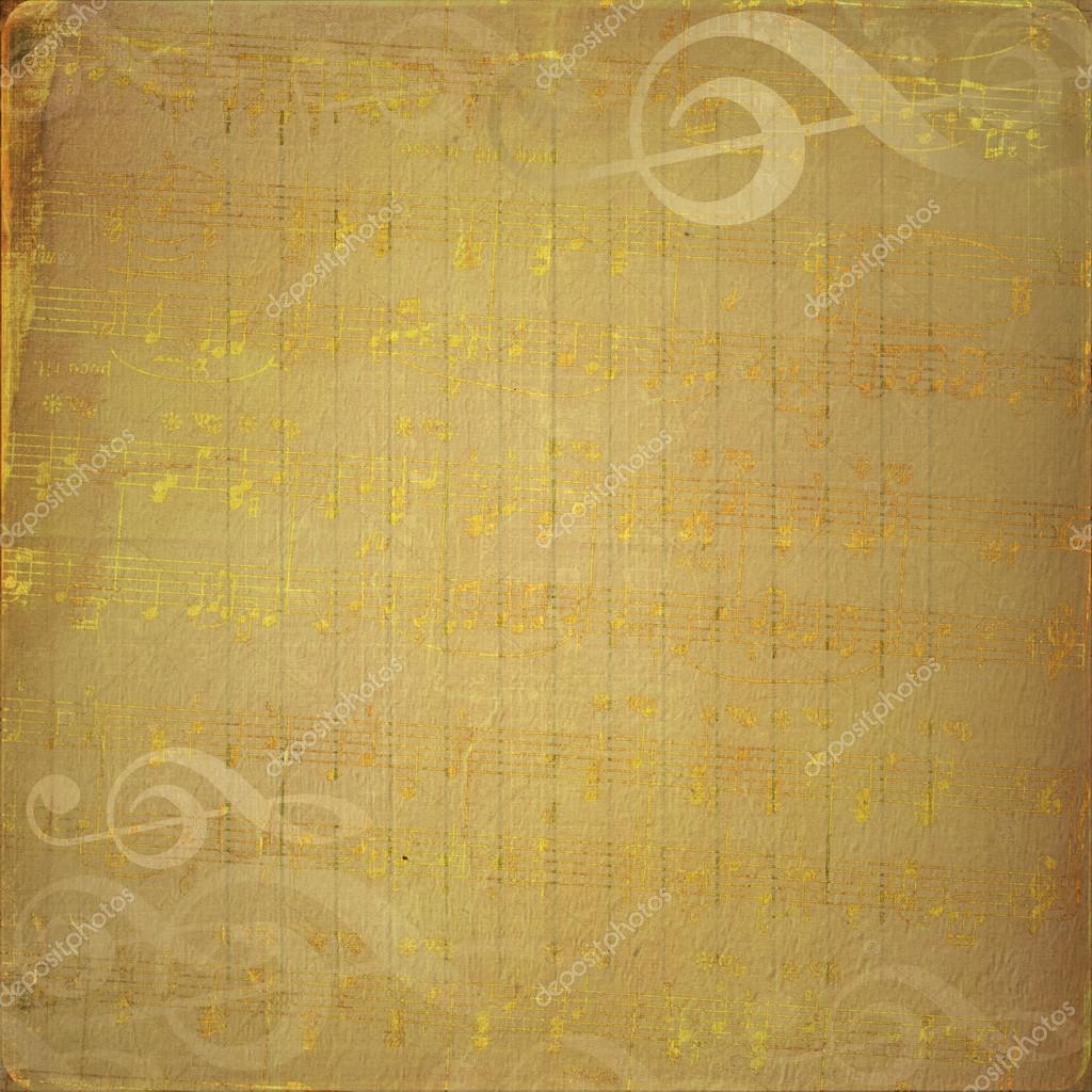Grunge musical background with gold notes for design Stock Illustration ...
