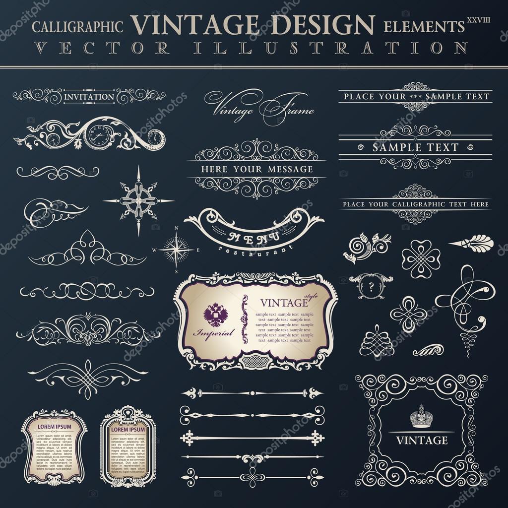 Vector set vintage. Calligraphic design elements and page decora ... Vector set vintage. Calligraphic design elements and page decora ...