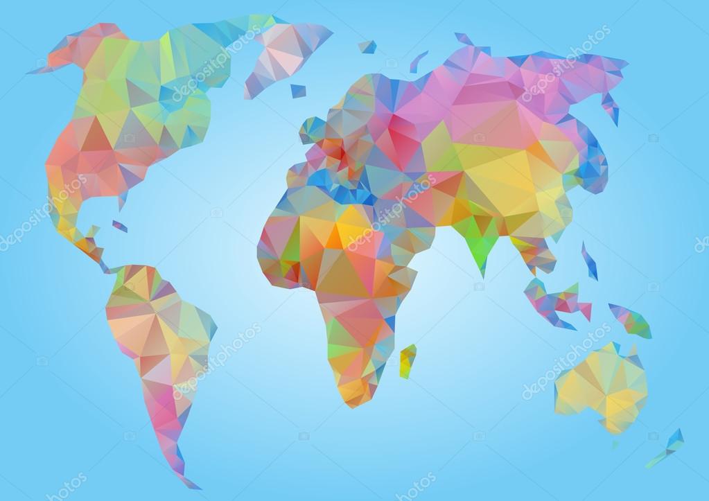 World Map vector. Polygonal triangle geometric — Free Stock Vector ... World Map vector. Polygonal triangle geometric — Free Stock Vector ...