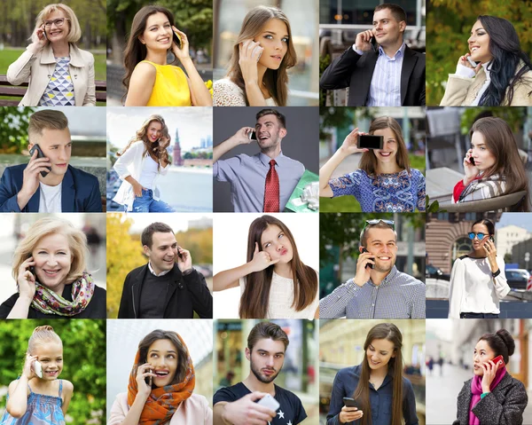 Collage People Calling By Phone — Stock Photo © arkusha #108142180