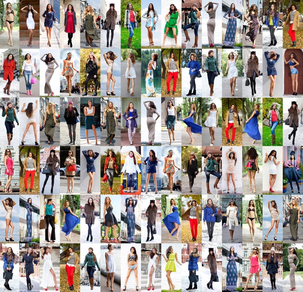 Collage diferentes modelos en ropa de moda para las estaciones 2023