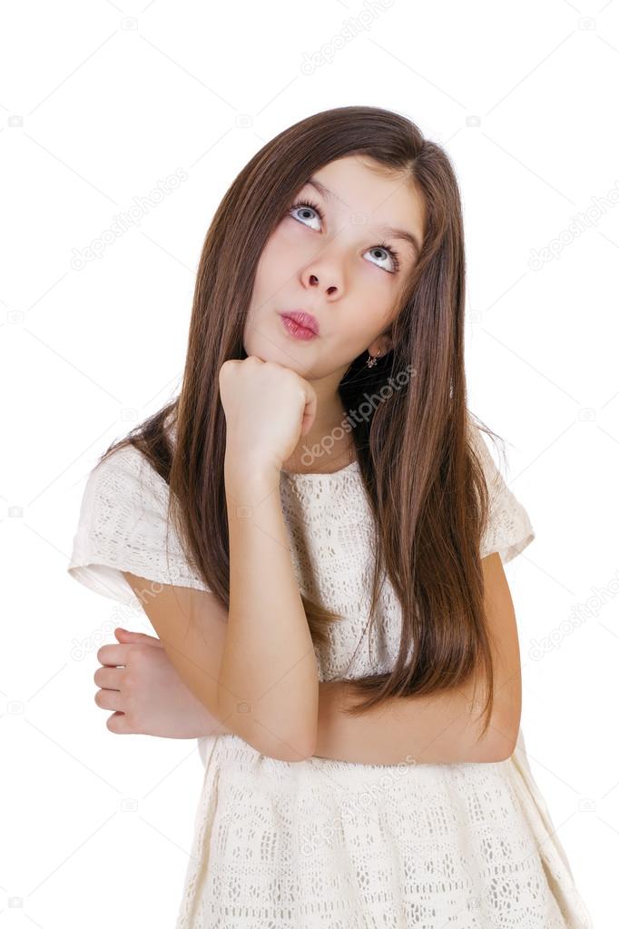 Cute girl deep in thought looking away Stock Photo by ©arkusha 95188340