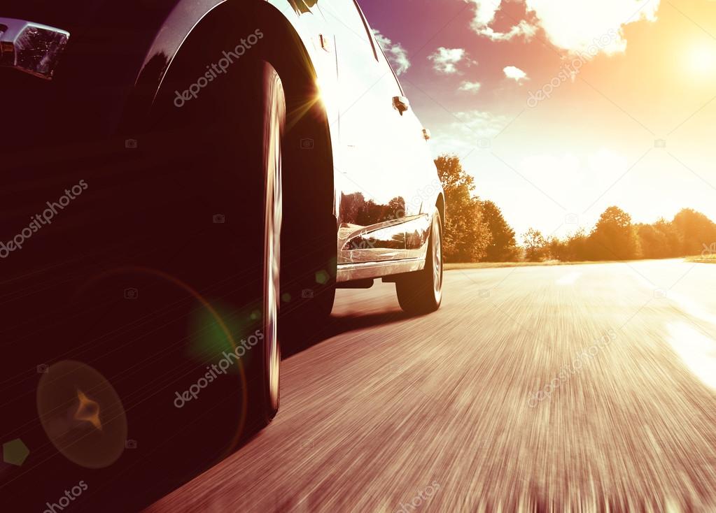 Black car driving fast — Stock Photo © jonson #74232607