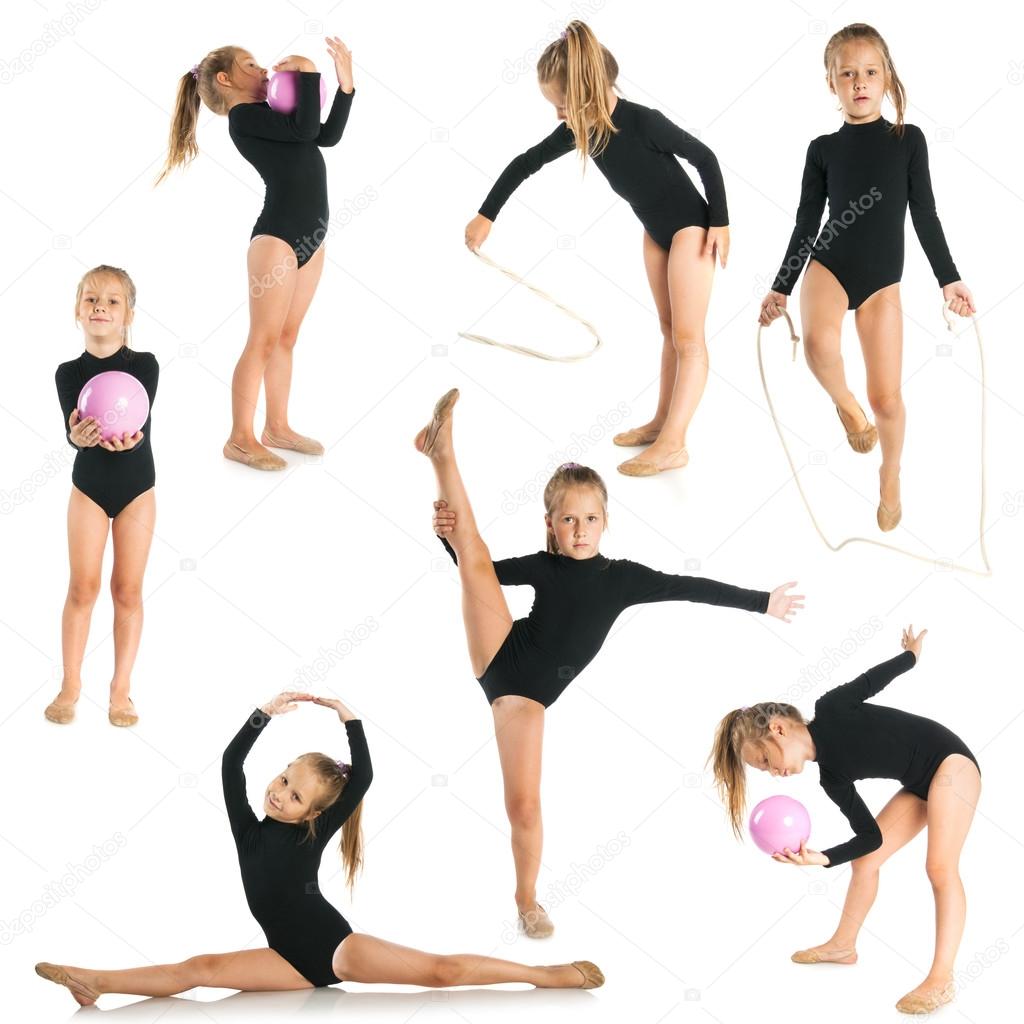 Girl doing gymnastic exercises Stock Photo by ©nanka-photo 71075565
