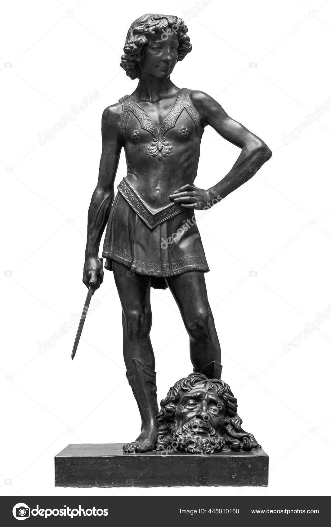 David and Goliath head ancient statue. Biblical story. Antique ...