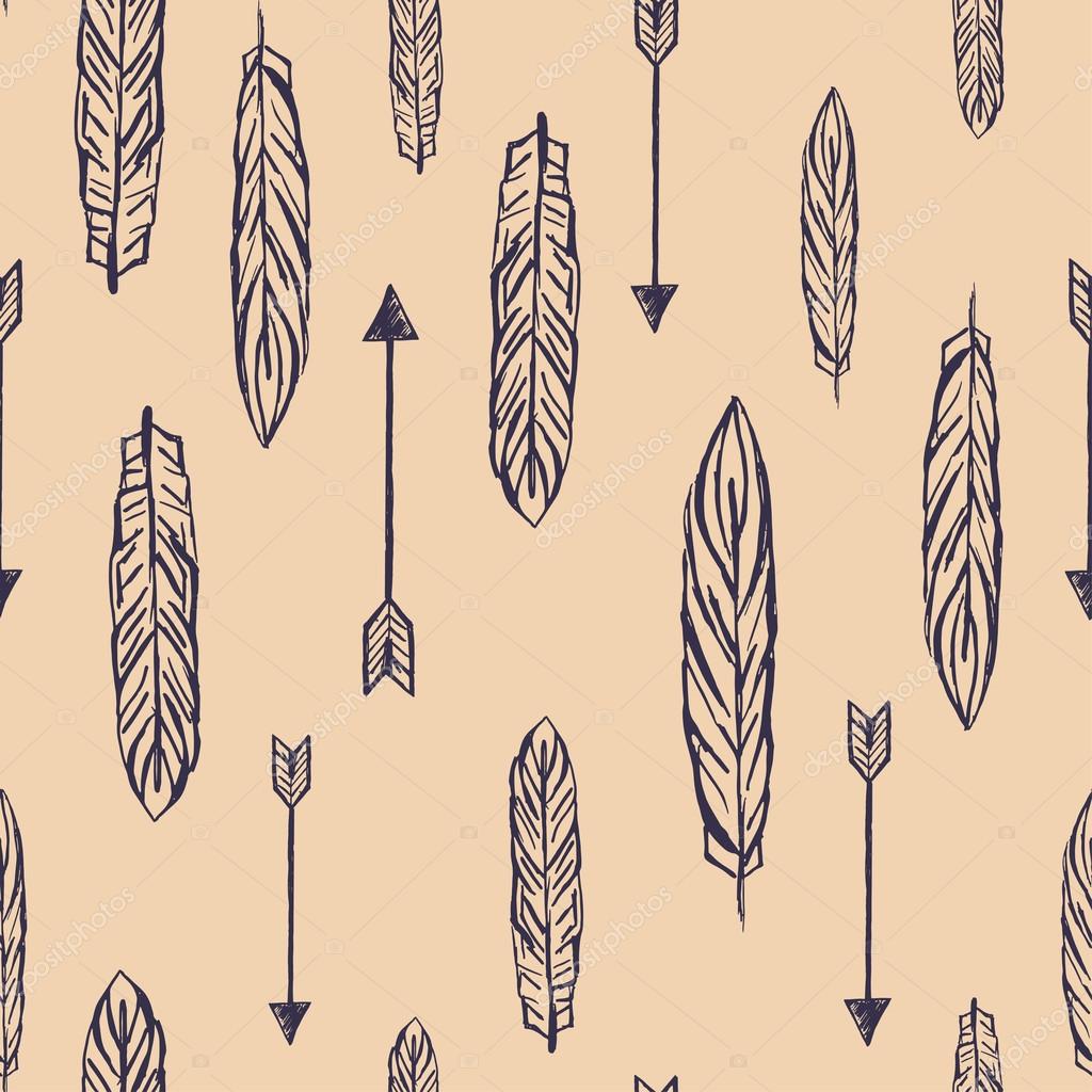 Feathers and arrows seamless pattern Stock Vector by ©chiociolla 71009537