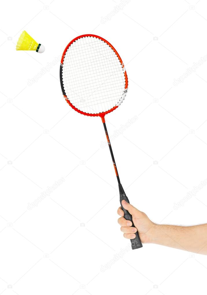 Hand with badminton racket Stock Photo by ©Violin 65936665