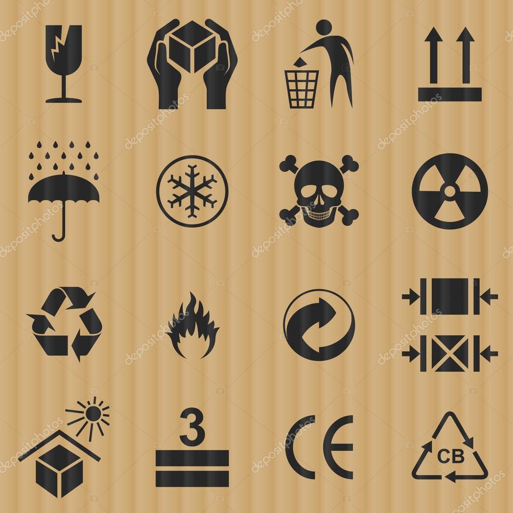 Packaging cardboard box signs vector set. Stock Vector Image by ...