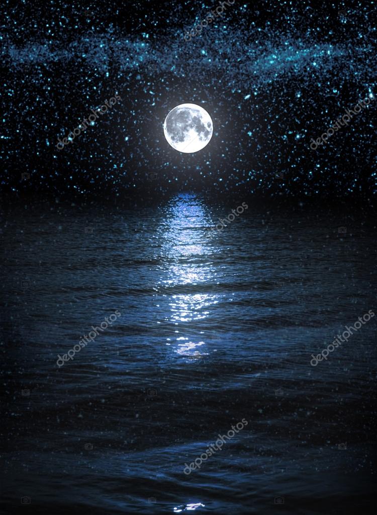 Photos Of Stars And Moon Over Ocean Beautiful Landscape View Of The
