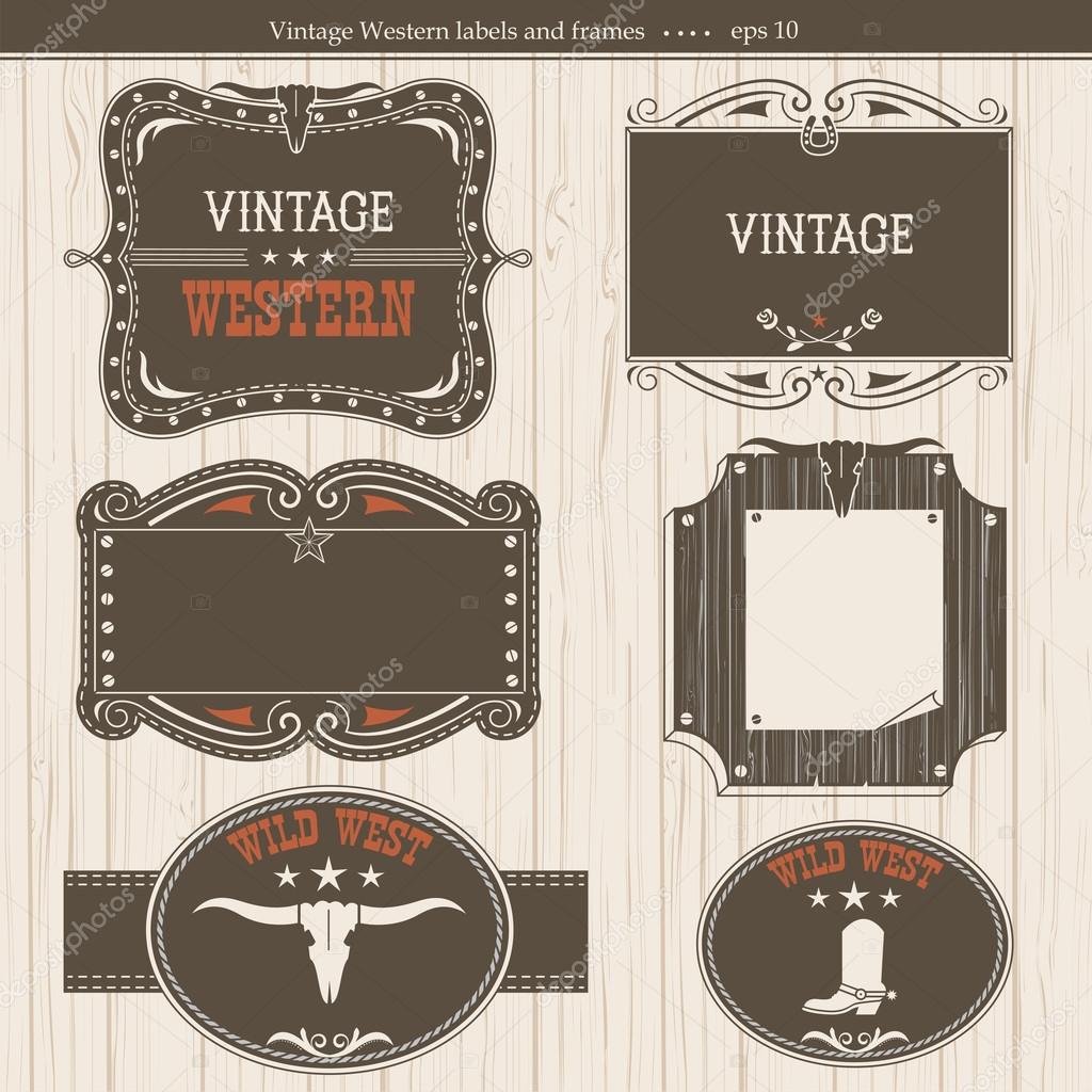 Western labels.Vector antique frames for design Stock Vector Image by ...