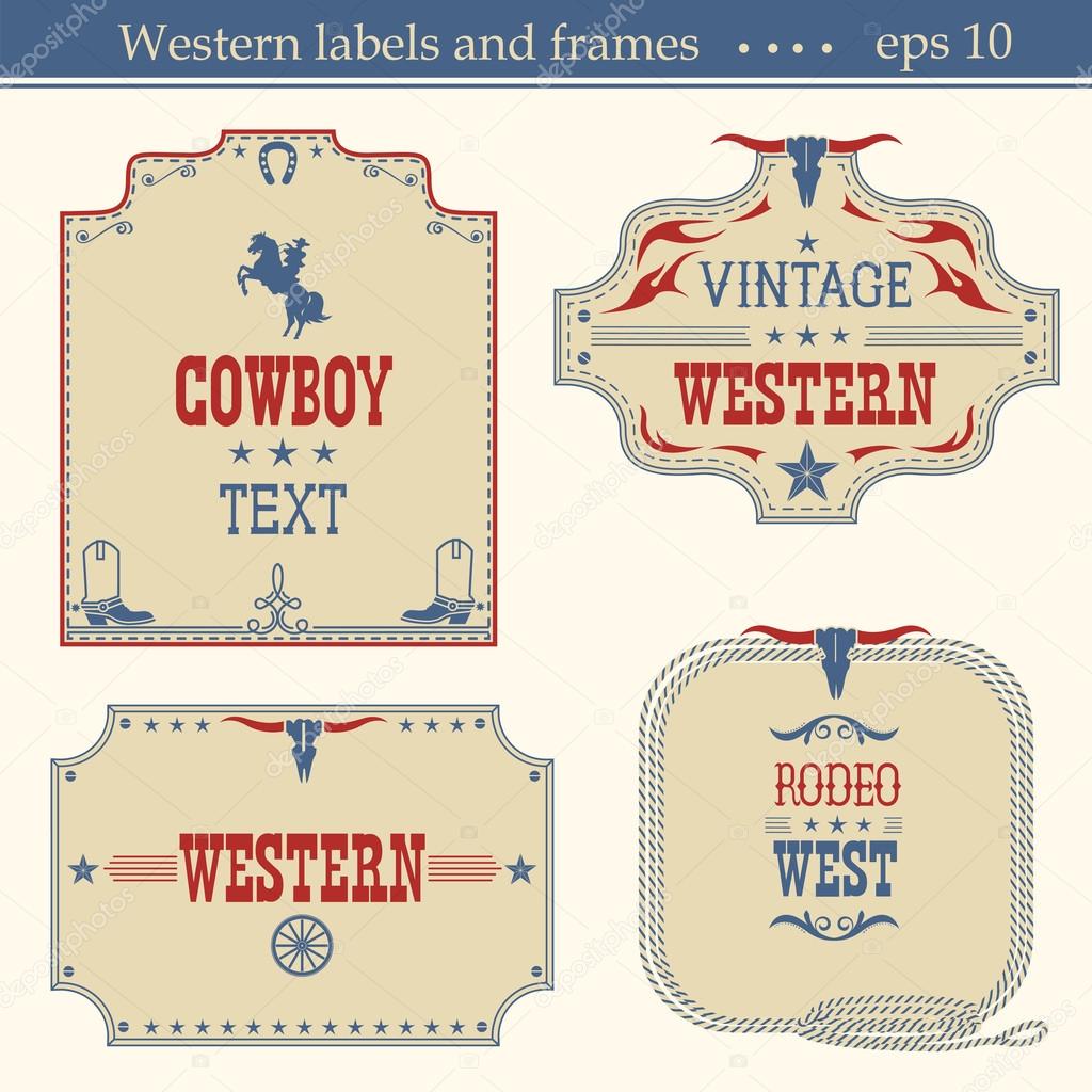 Wild west american labels.Vector vintage boards isolated on whit Stock ...