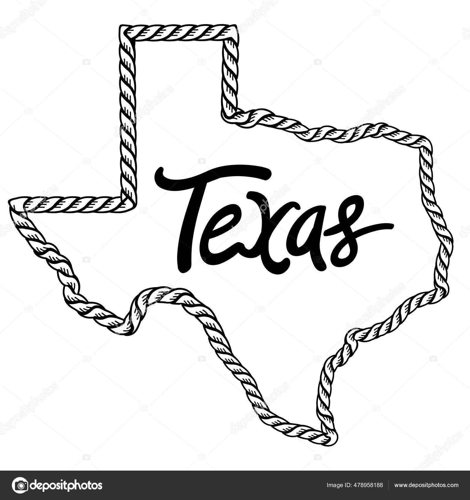 Dibujo Lineal Del Estado De Texas. Lámina Rígida For Sale Con La