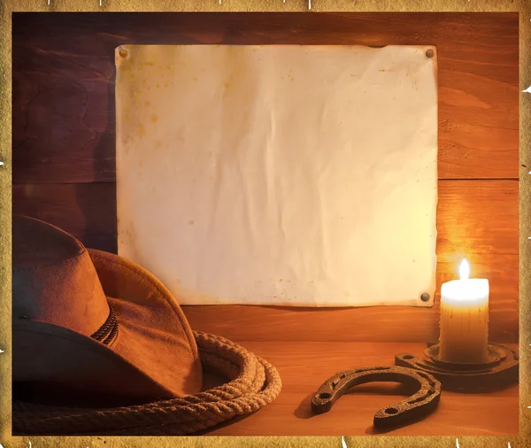 Western background with cowboy clothes and old paper for text Stock ...