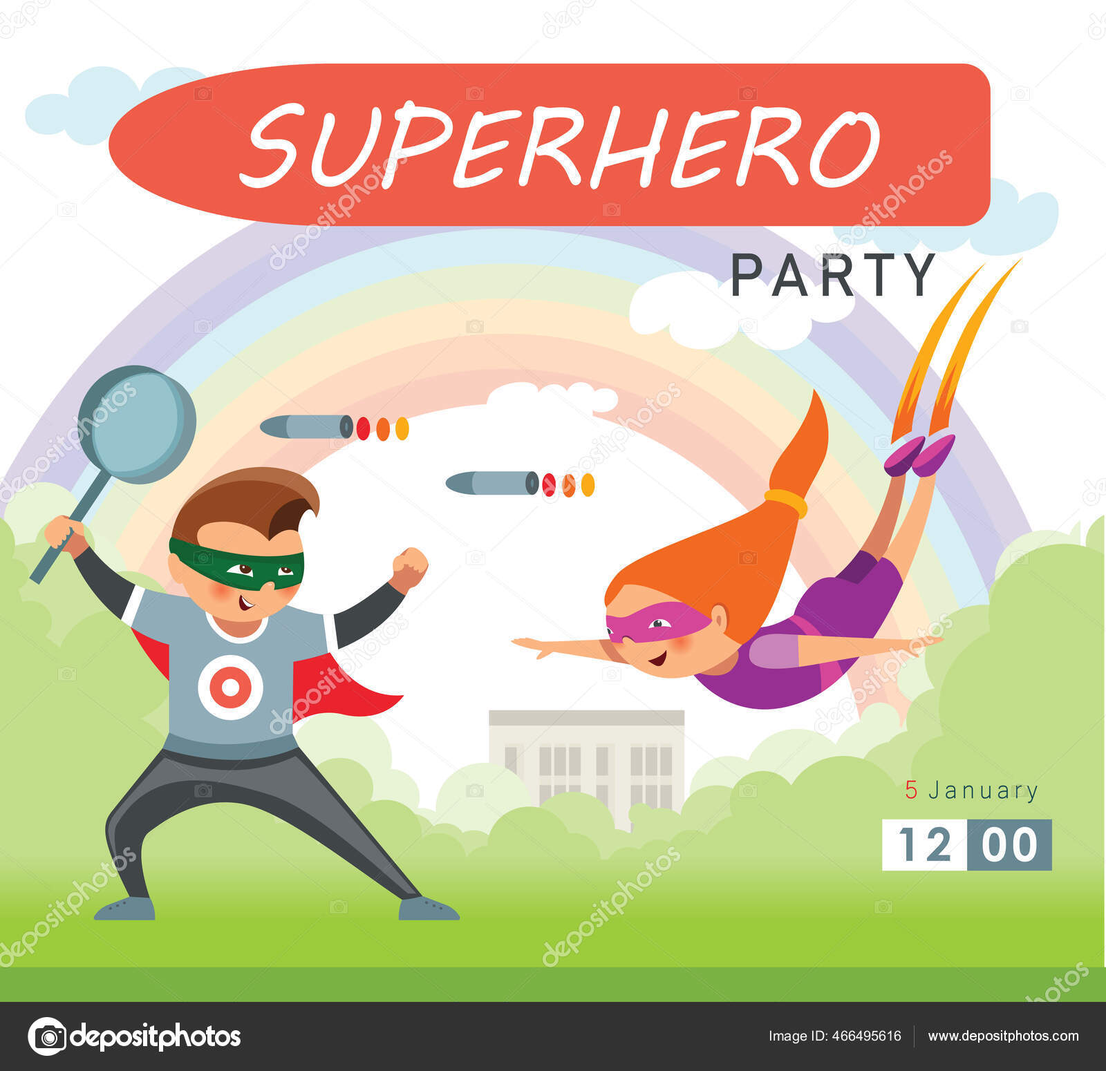 Superhero Party Background Invitation Card Stock Vector Image by ...