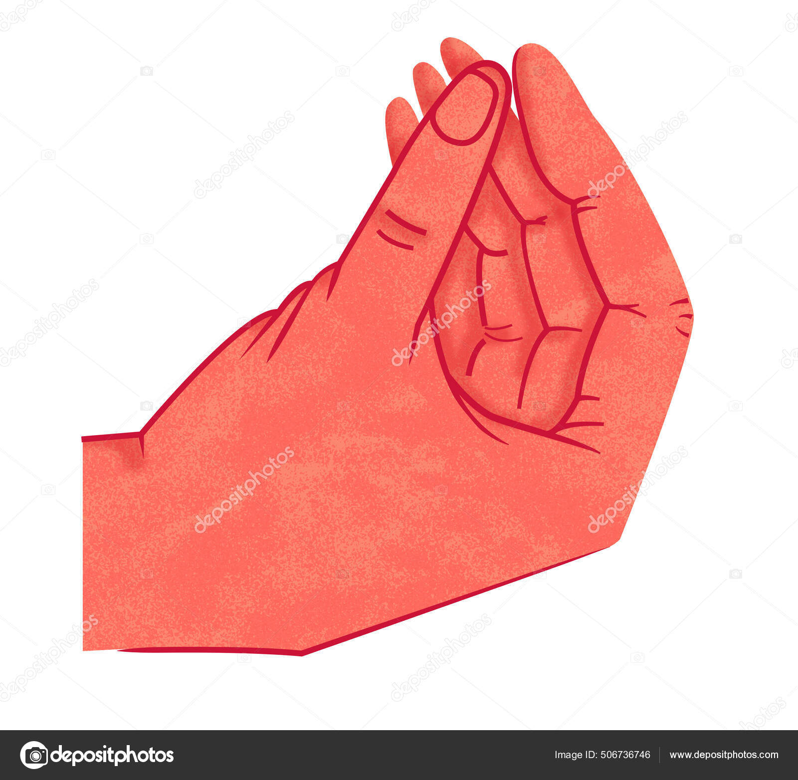 Human Palm Folded Pinch Color Illustration Imitating Painting Stock ...
